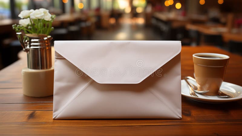 White Envelope on White Table, Captured in Realistic Close-up Detailed ...