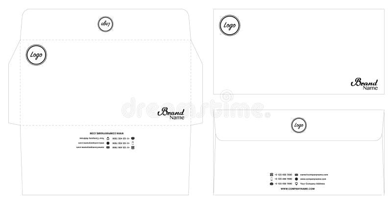 White Envelope Template Mockup with Dieline Eps10 Stock Vector ...