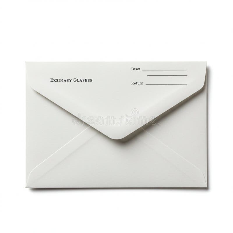 White Envelope with a Triangular Flap Featuring Printed Text. the Left ...