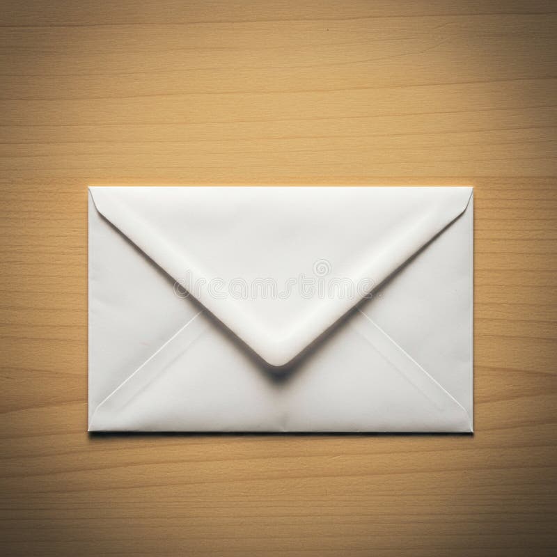 White Envelope with a Triangular Flap Lies on a Light Wooden Surface ...