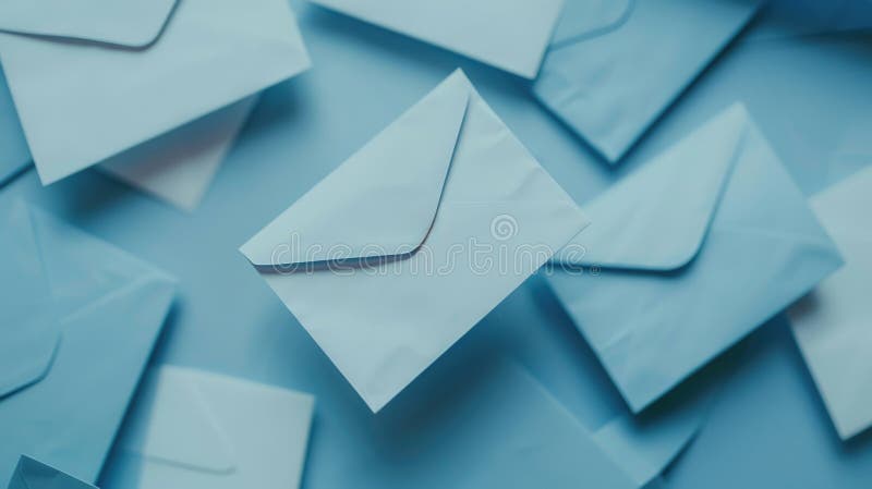 White Envelopes Arranged on a Blue Background. Great for Office or ...