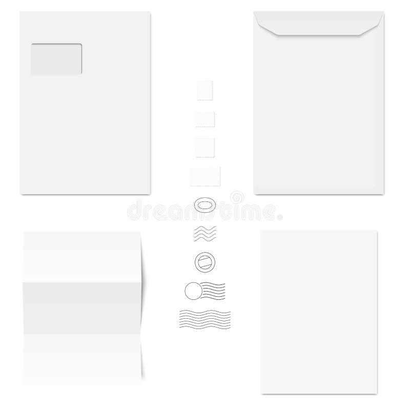 White Envelopes / Writing Paper / Postage Stamps Stock Vector ...
