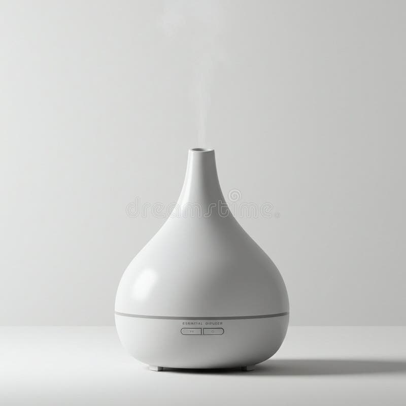 White Essential Oil Diffuser with a Sleek, Teardrop-shaped Design Emits ...