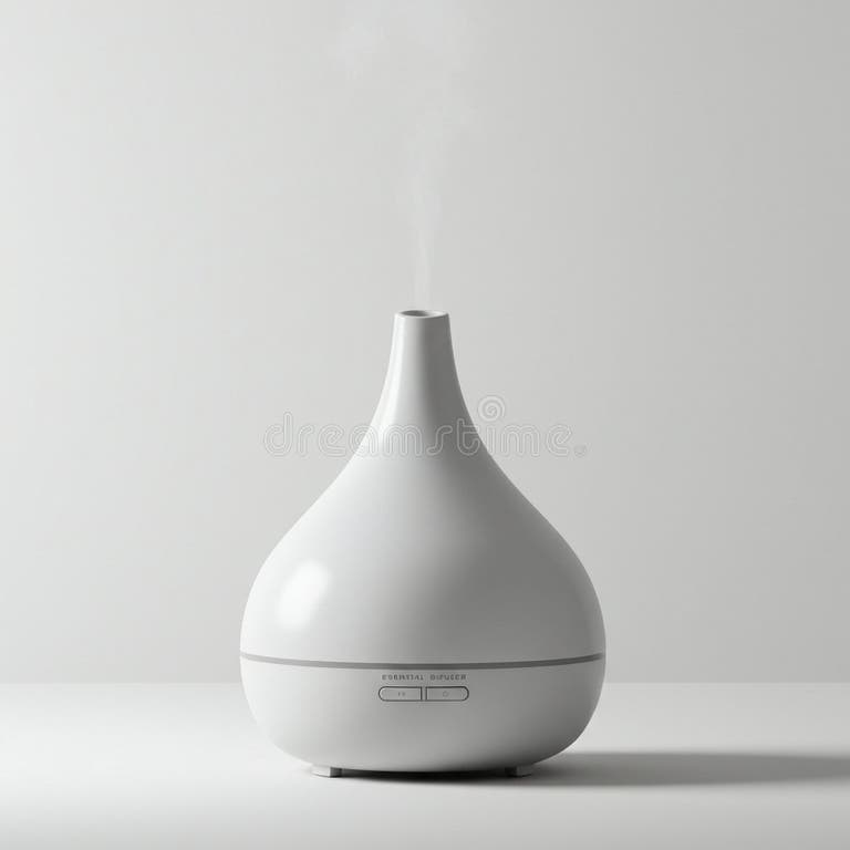 White Essential Oil Diffuser with a Sleek, Teardrop-shaped Design Emits ...