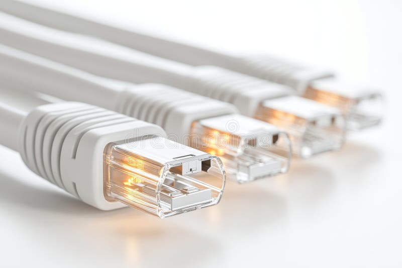 White Ethernet Cables Neatly Coiled and Connected To a Router ...