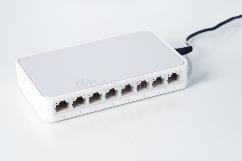 Ethernet Network Switch with Eight Ports on a Clean Background, Used ...