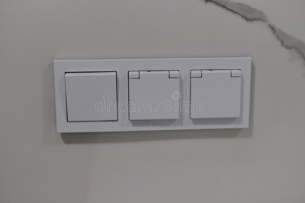 White European Light Switch on Gray Tile Wall Stock Image - Image of ...
