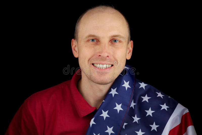 White White European Man with Flag USA Stock Image - Image of happy ...