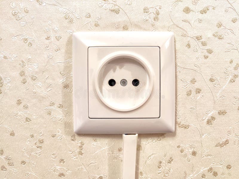 White European Power Outlet Mounted on Ornate Wall. European Dual ...