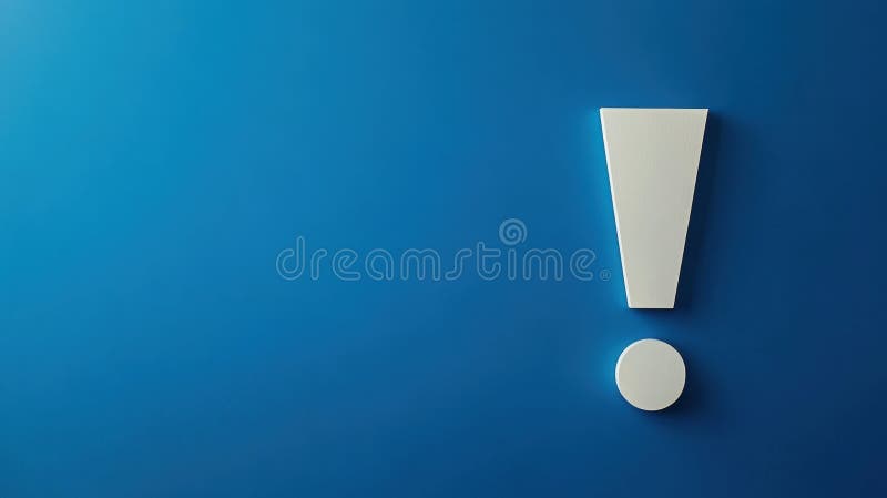 White Exclamation Mark on Blue Background - Concept Image Stock ...