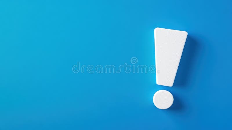 White Exclamation Mark on Blue Background - Concept Image Stock ...