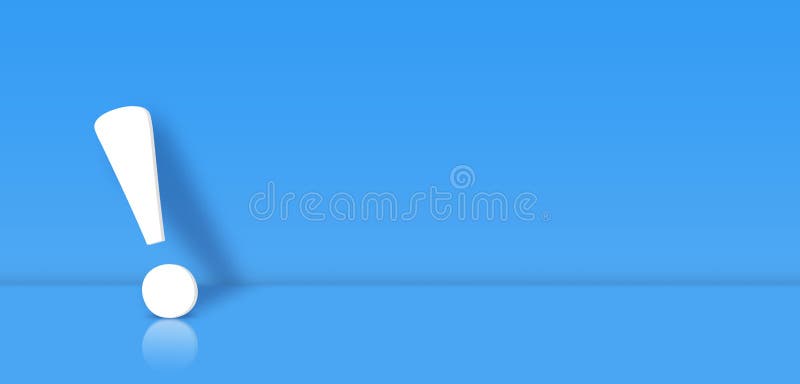 White Exclamation Mark in Blue Background. 3D Render, with Copy Space ...