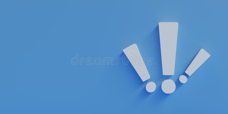 Three White Exclamation Mark on Blue Background, 3d Rendering Stock ...