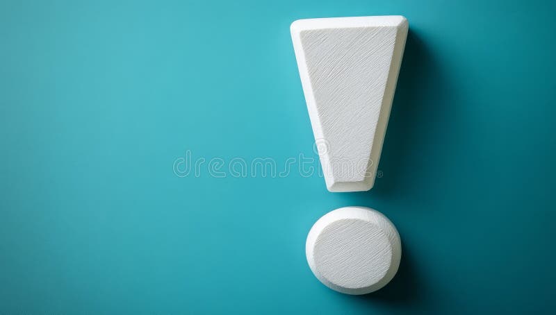 White Exclamation Mark on a Blue Background. Modern, 3D Design Stock ...