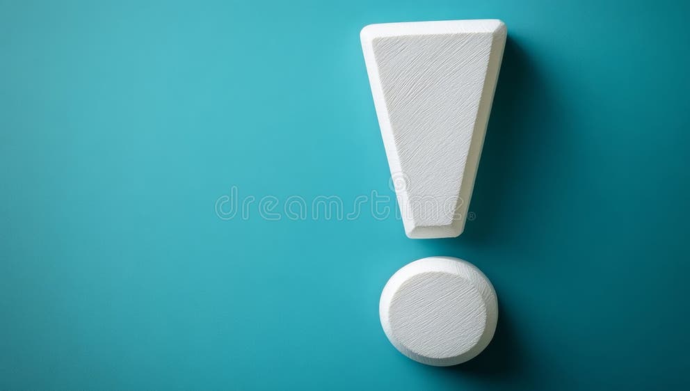 White Exclamation Mark on a Blue Background. Modern, 3D Design Stock ...