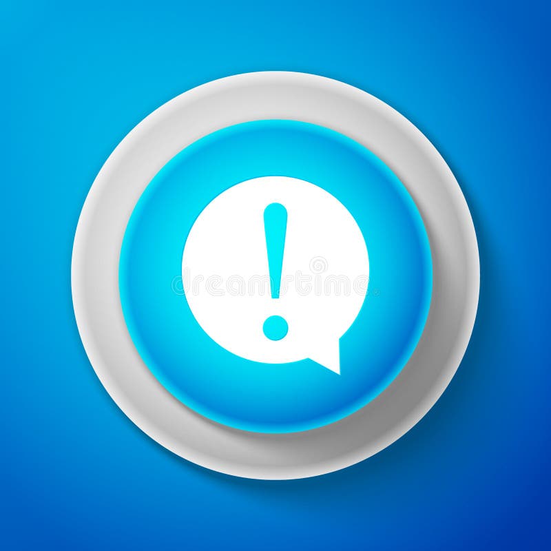 White Exclamation Mark in Circle Icon Isolated on Blue Background ...