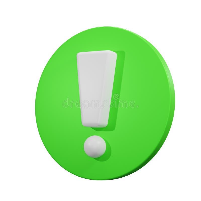 White Exclamation Mark on Green Circle Isolated on White Background ...