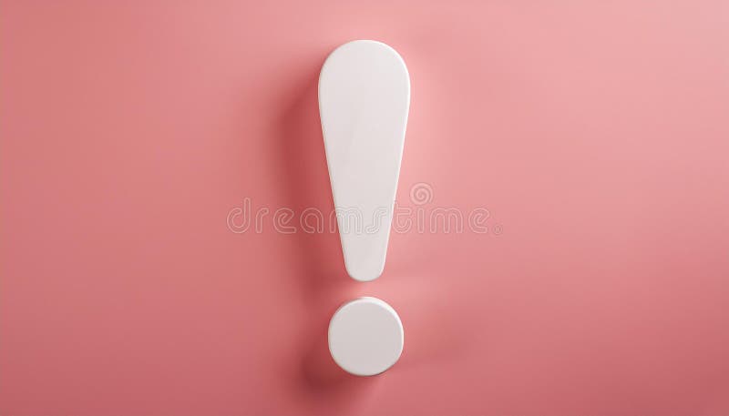White Exclamation Mark on Pink Backdrop. Modern Design Stock ...
