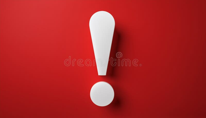White Exclamation Mark on Red Backdrop. Modern Design Stock ...