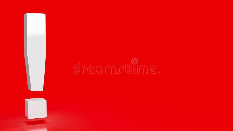 The White Exclamation Mark on Red Background 3d Rendering Stock ...