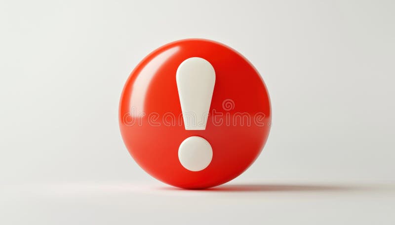 White Exclamation Mark in Red Circle on a White Background Stock Photo ...