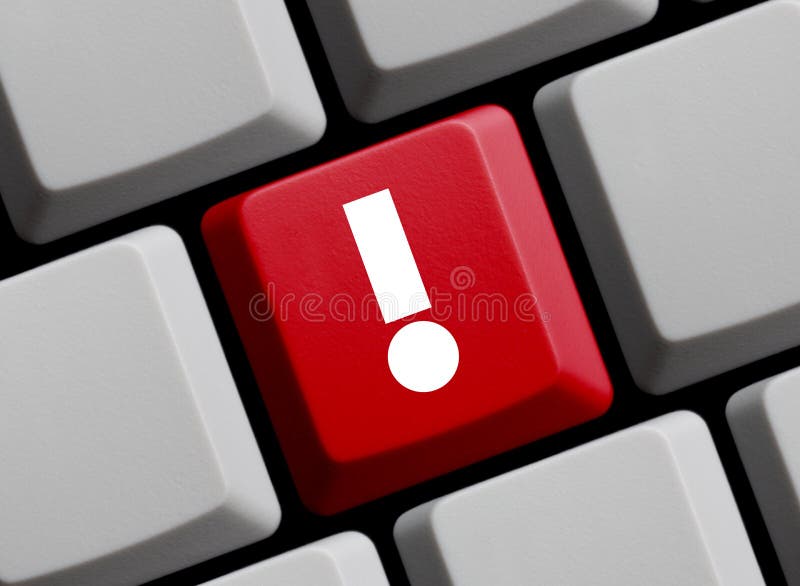 White Exclamation Mark on Red Computer Keyboard Stock Illustration ...