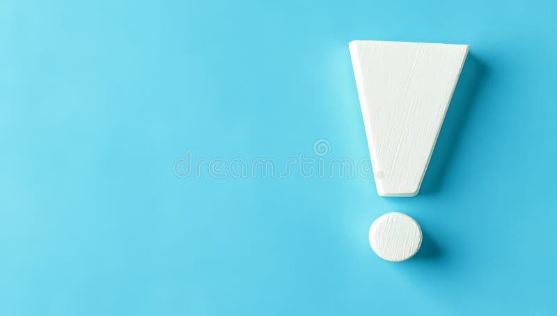 A White Exclamation Mark Set Against a Blue Background. Contemporary ...
