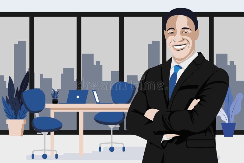 White Executive Wearing Black Suite and Necktie Standing in Middle of ...