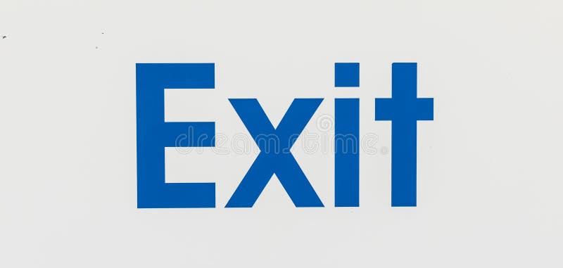 White Exit Sign with Blue Letters Stock Illustration - Illustration of ...