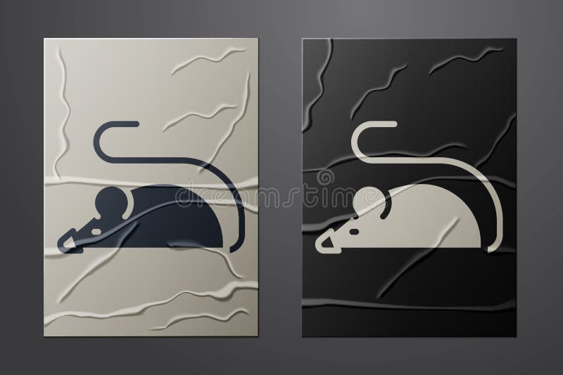 White Experimental Mouse Icon Isolated on Crumpled Paper Background ...
