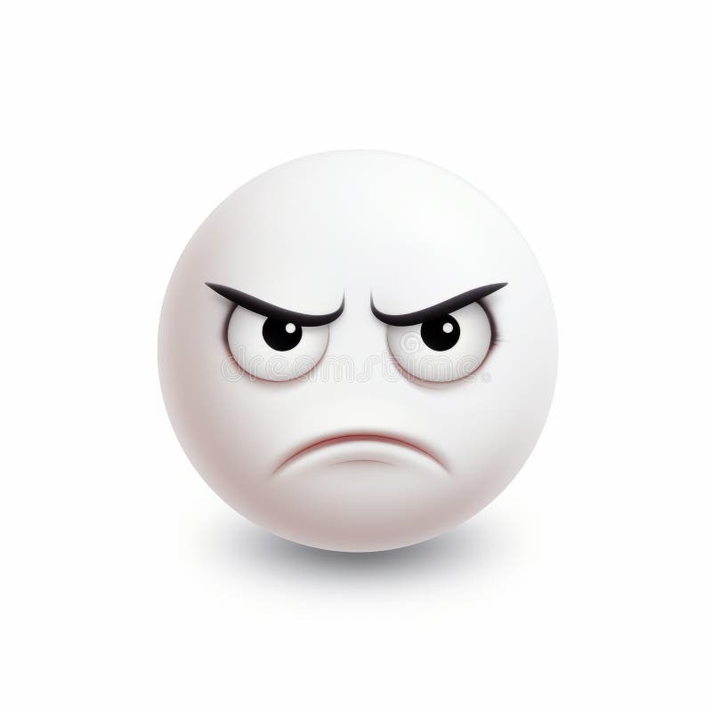 Realistic Angry White Emoticon Design on White Background Stock ...