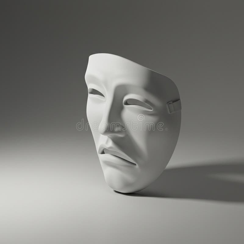 A White, Expressionless Mask Rests on a Flat Surface. Made of Smooth ...