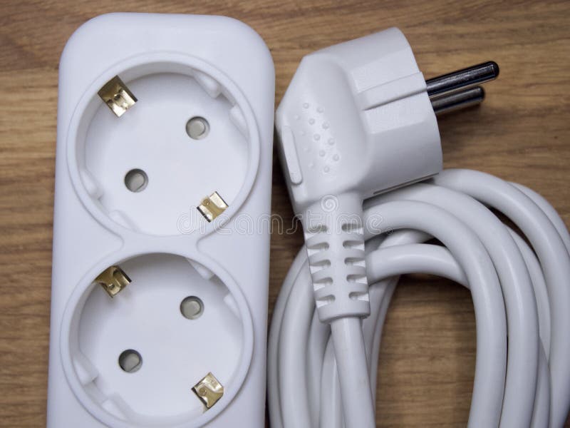 White Extension Cable with Socket and Plug, Close-up Stock Image ...