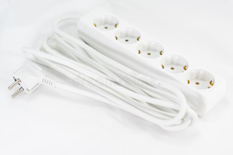 White Extension Cord 5 Sockets on White Background Stock Photo - Image ... White Extension Cord 5 Sockets on White Background Stock Photo - Image ...