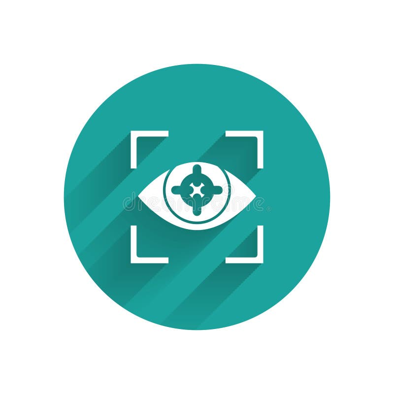 White Eye Scan Icon Isolated with Long Shadow. Scanning Eye. Security ...