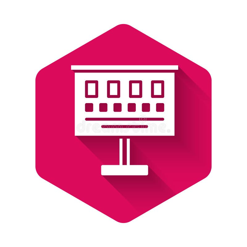 White Eye Test Chart Icon Isolated with Long Shadow. Poster for Vision ...