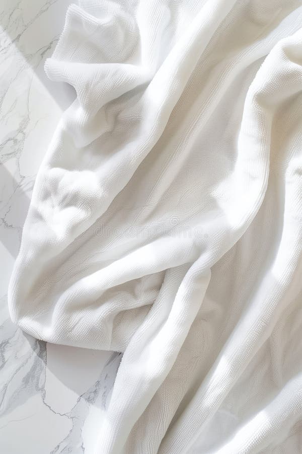 White Fabric Close-up with Subtle Pattern. Gray Background Reveals ...