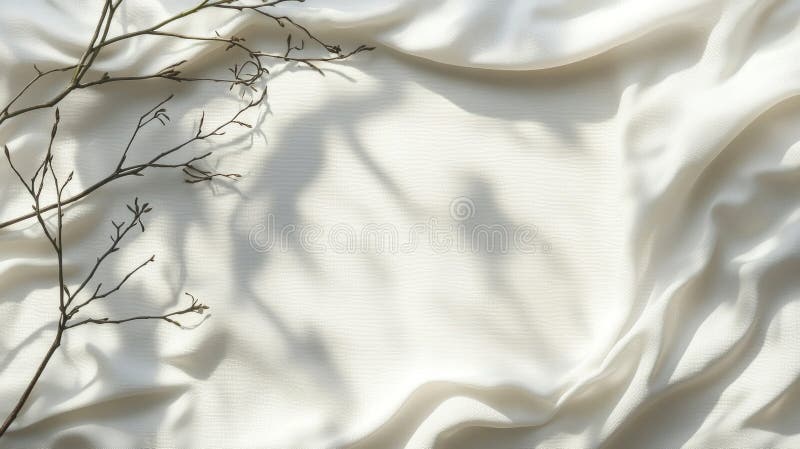 White Fabric Draped with Branch Shadows and Soft Lighting Stock ...