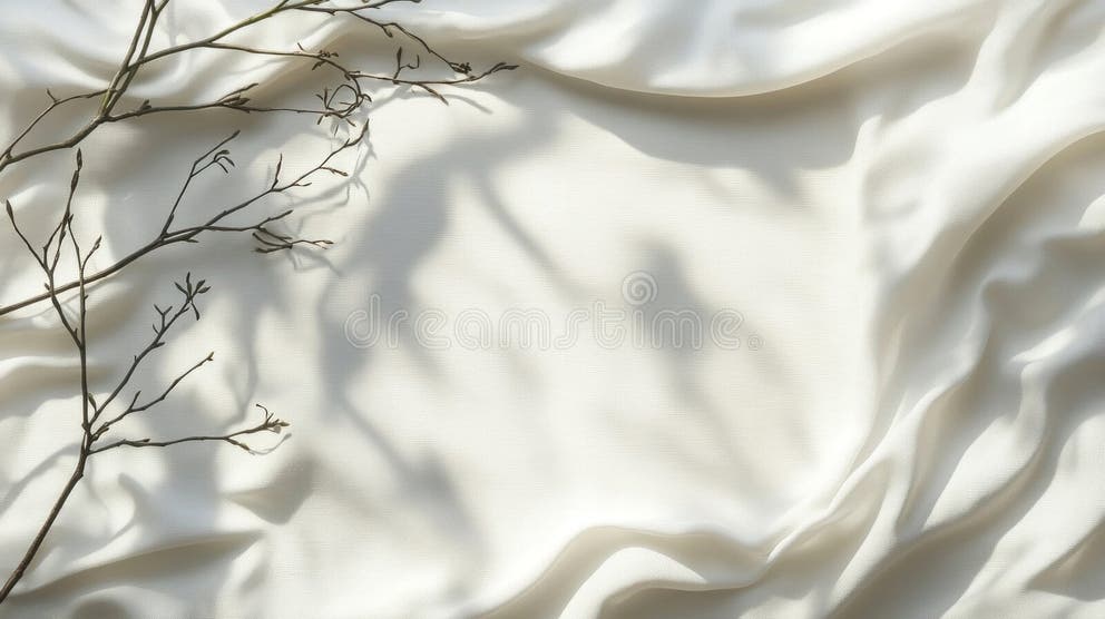 White Fabric Draped with Branch Shadows and Soft Lighting Stock ...
