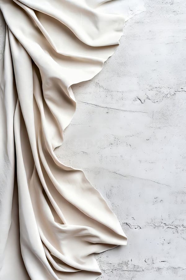 A White Fabric Draped Over a White Wall Stock Photo - Image of movement ...