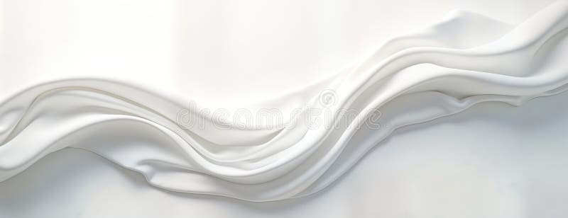 White Fabric Drapes Smoothly on White Background. Elegant Folds, Soft ...
