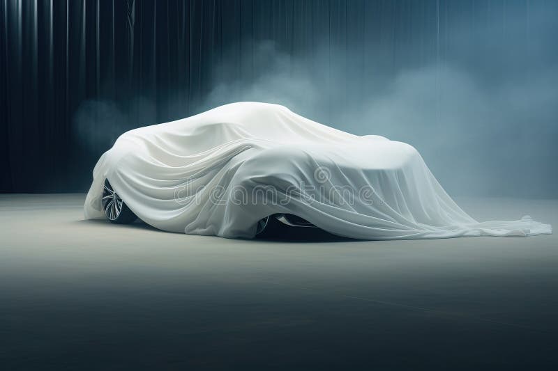 White Fabric Draping Over a New Car. Generative AI Stock Illustration ...