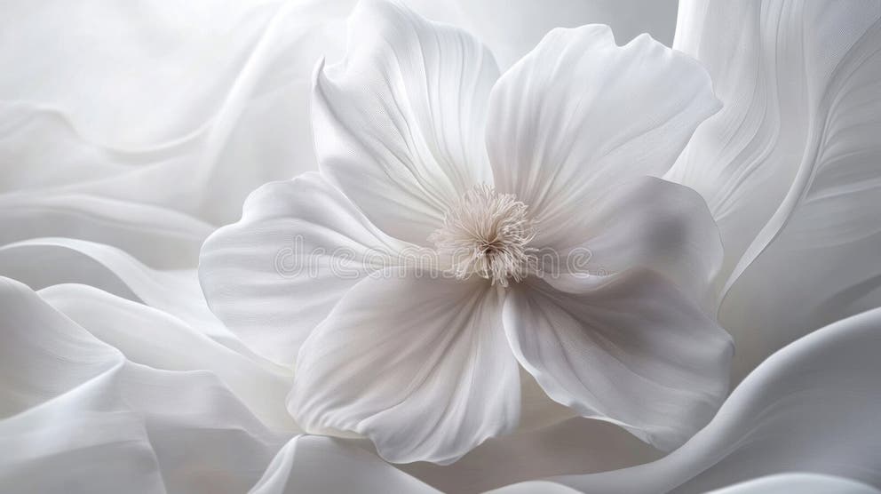 White Fabric Flower Softly Draped and Elegant Stock Illustration ...