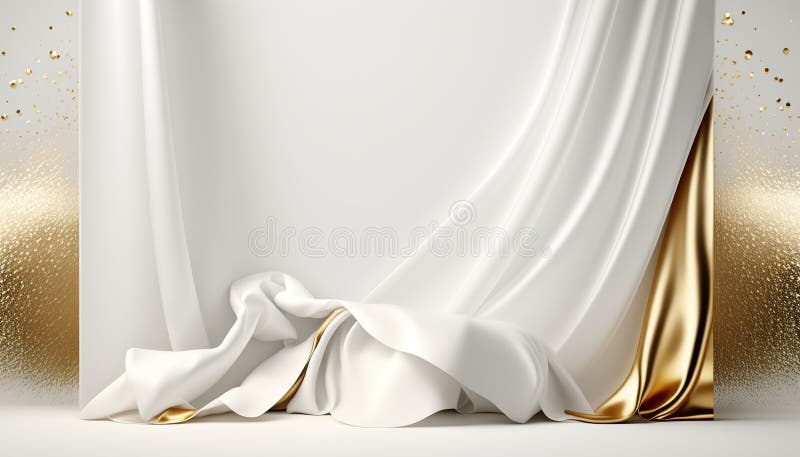 White Fabric with Gold.Studio Background.Presentation Product ...