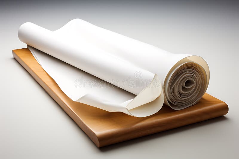 White Fabric Roll on Wooden Display Stand Stock Illustration ...