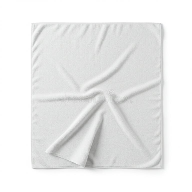 White Fabric Square Featuring Soft, Subtle Folds Radiating from a ...