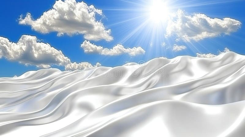 White Fabric Waves, Sunny Sky, Clouds, Outdoor, Background, Design ...