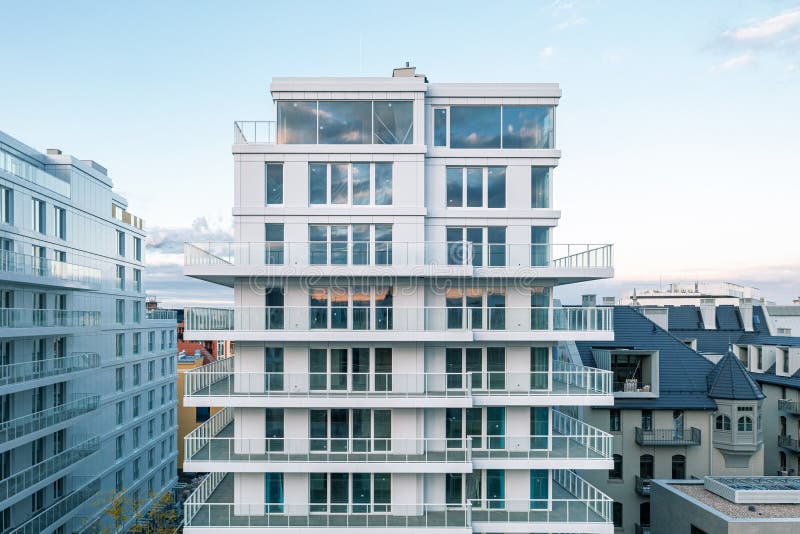 White Facade of a Modern Multi-storey Building. View from Above Stock ...