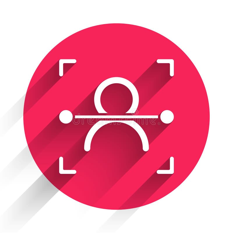 White Face Recognition Icon Isolated with Long Shadow. Face ...