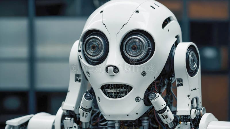 A White-faced Robot with Detailed Mechanical Parts, Showcasing Advanced ...
